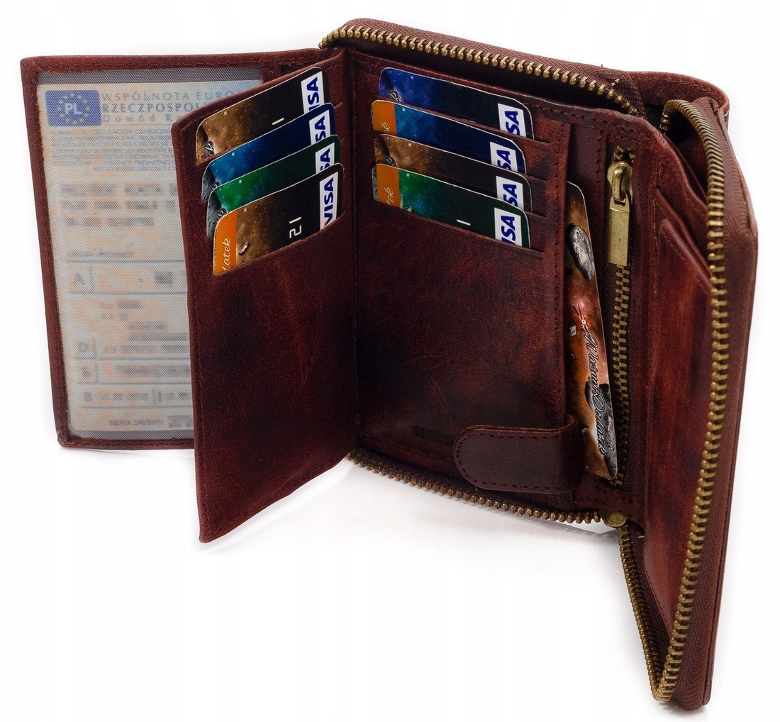 Brązowy męski portfel skórzany z RFID na zamek buffalo | Portfele ...